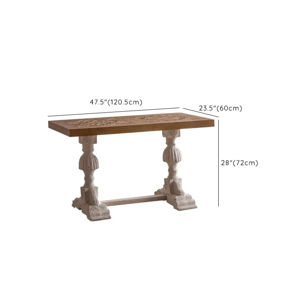 French Country Wooden Top MgO Base Console Table | HomeyFad