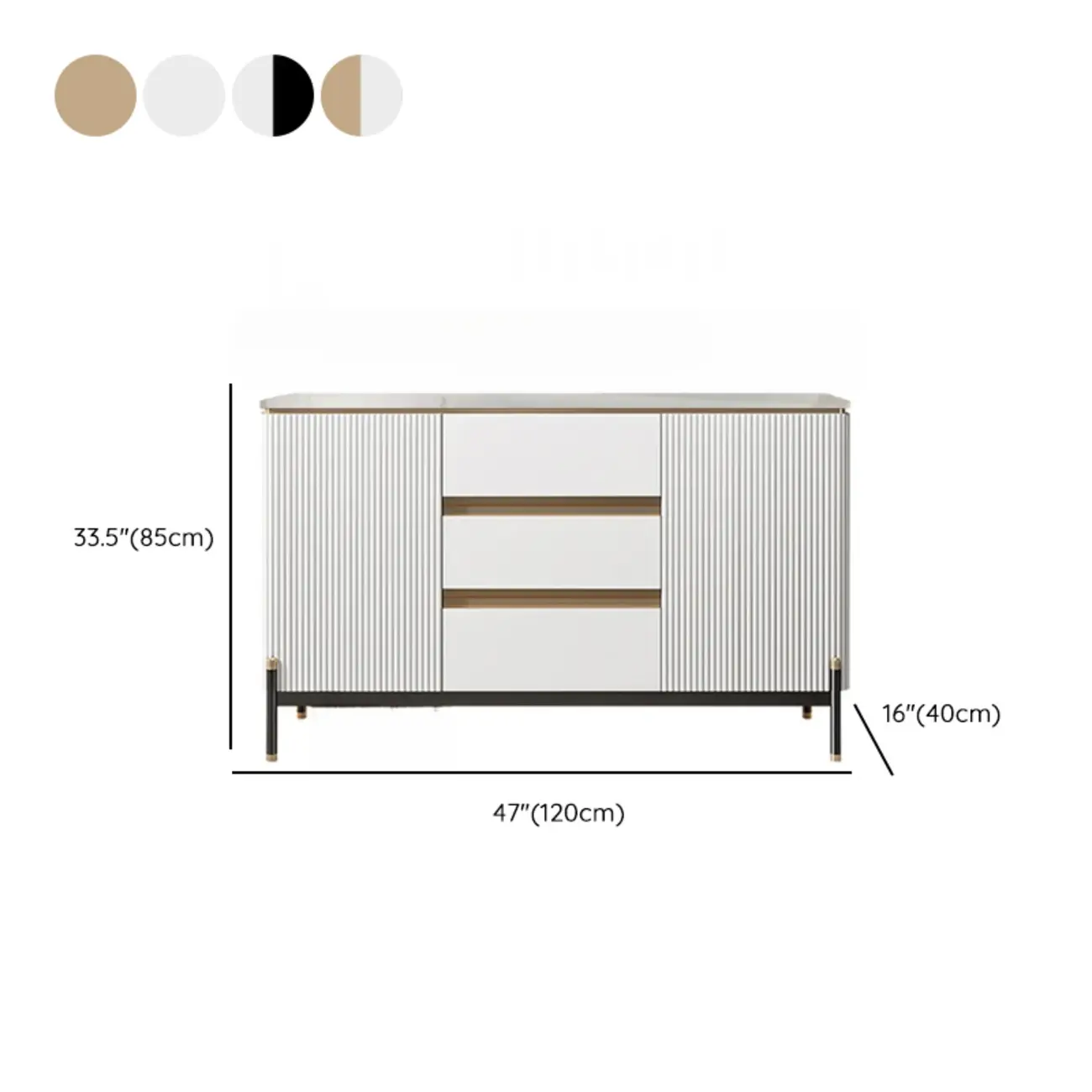 Glam White Buffet Table with Drawers and Cabinets | HomeyFad