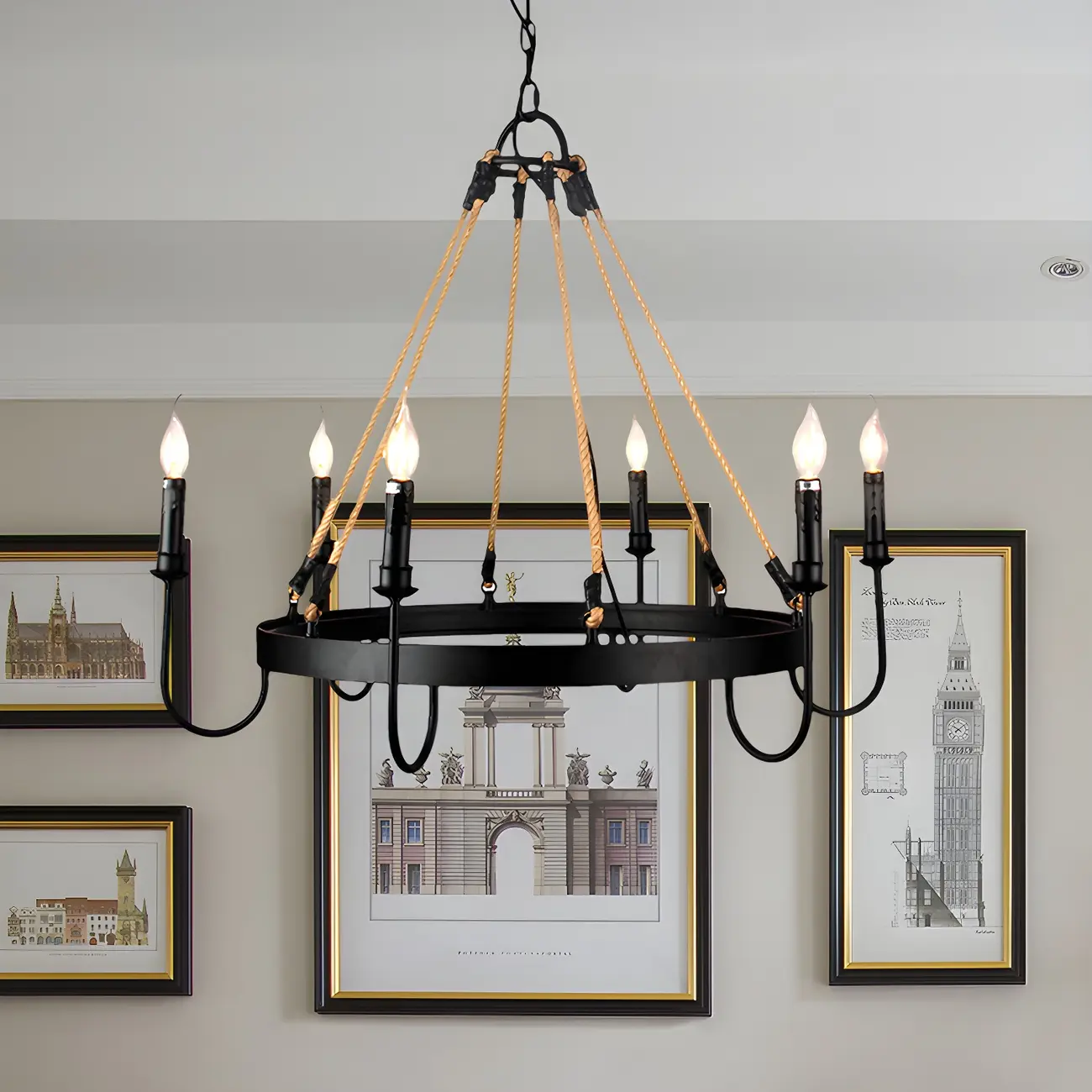 Industrial Metal Rustic Round Candle Chandelier - HomeyFad – HOMEYFAD