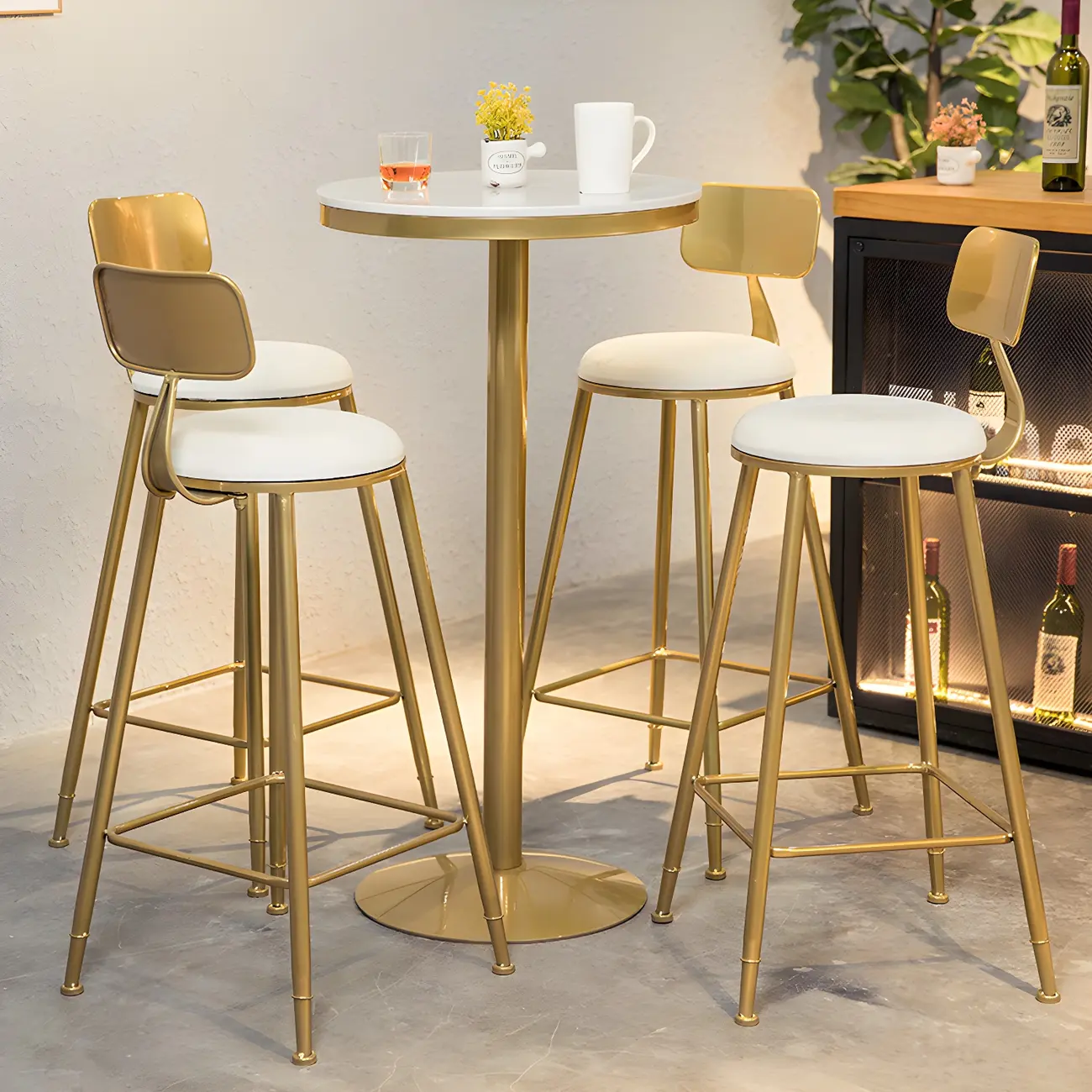 Glam Gold Faux Marble Pedestal Bar Tables for Bistro | HomeyFad – HOMEYFAD