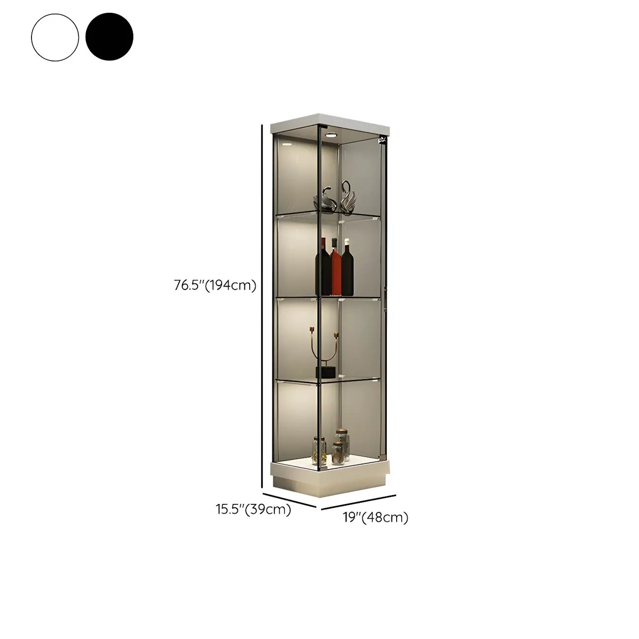 Fashion Black Clear Glass Tall Open Display Cabinet | HomeyFad – HOMEYFAD