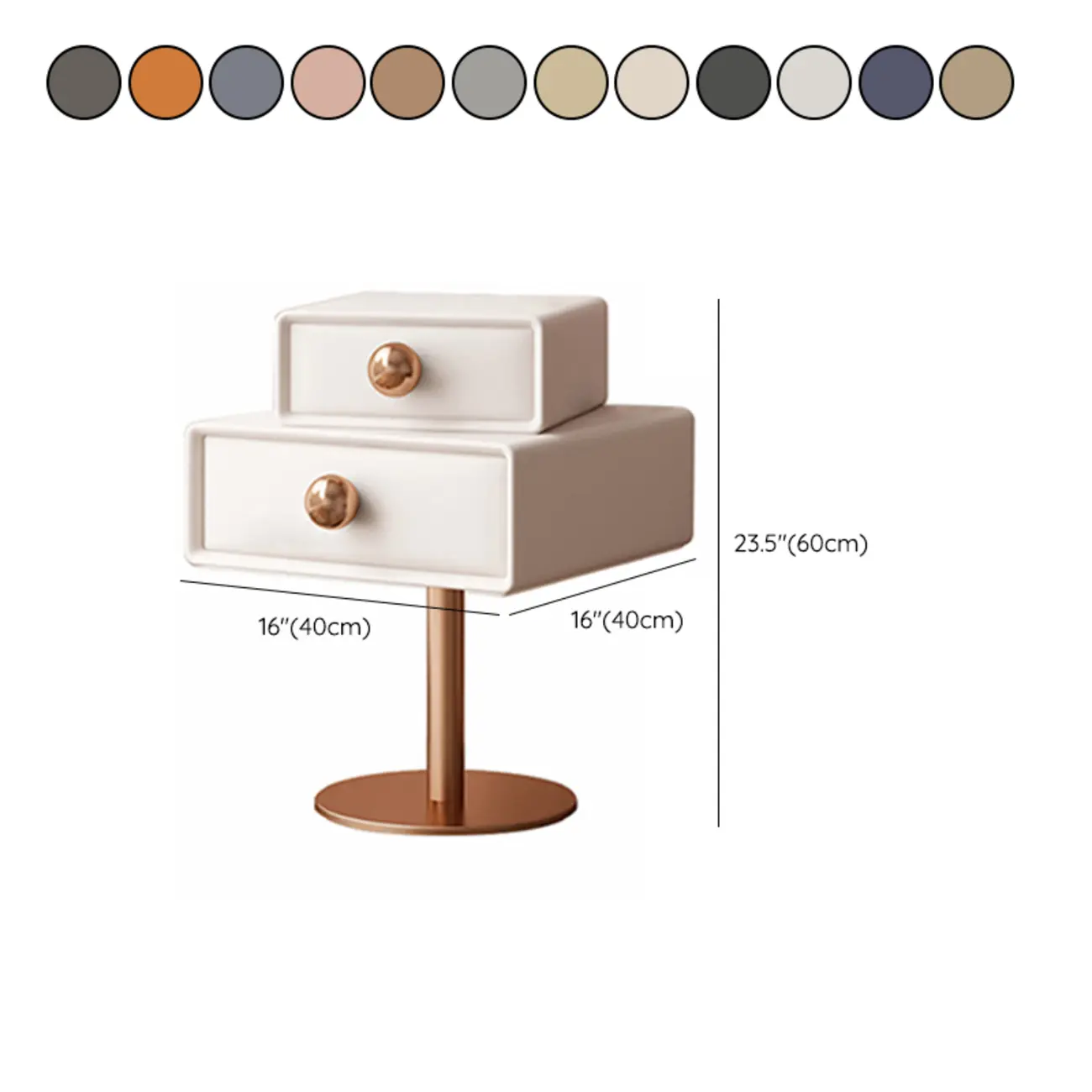 Modern Metal Faux Leather Swivel 2-Drawer Nightstand | HomeyFad