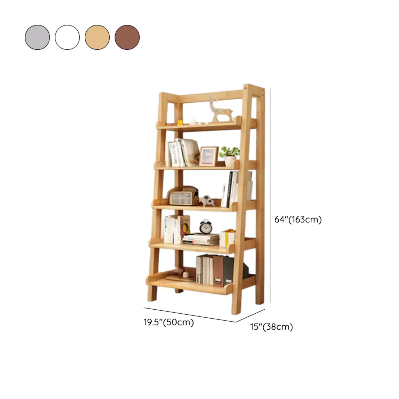 Scandinavian Rectangle Wood 5-Tier Ladder Bookcase | HomeyFad – HOMEYFAD