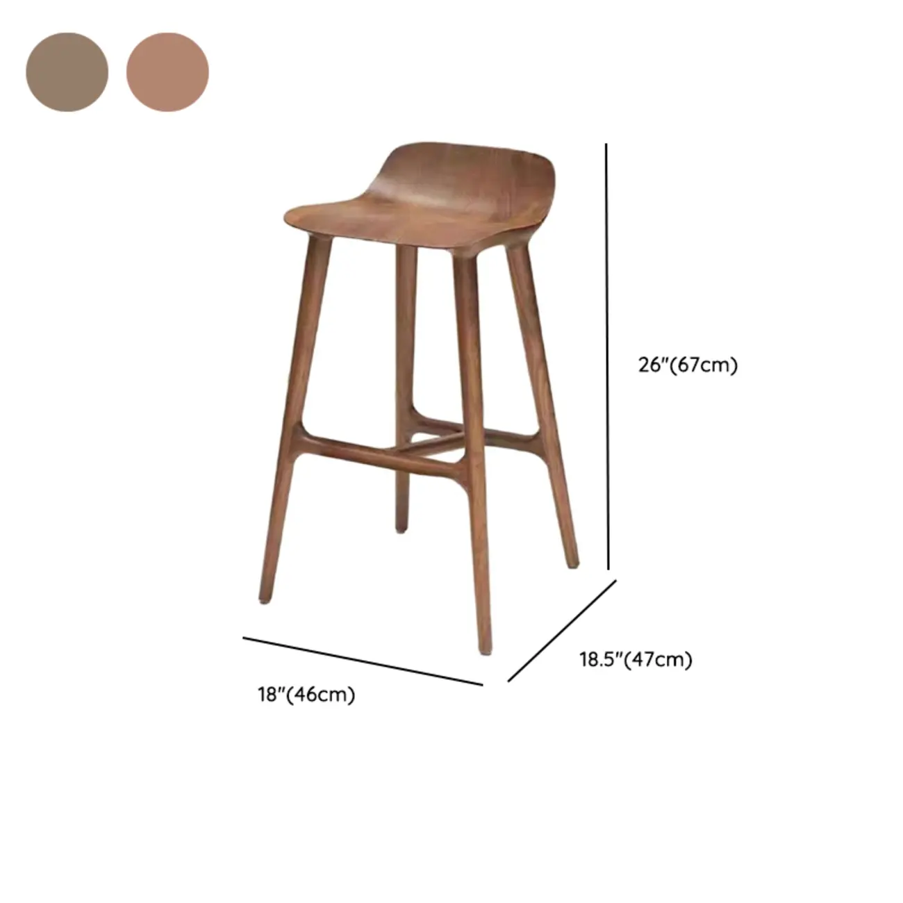 Scandinavian Saddle Brown Solid Wood Armless Bar Stools | HomeyFad