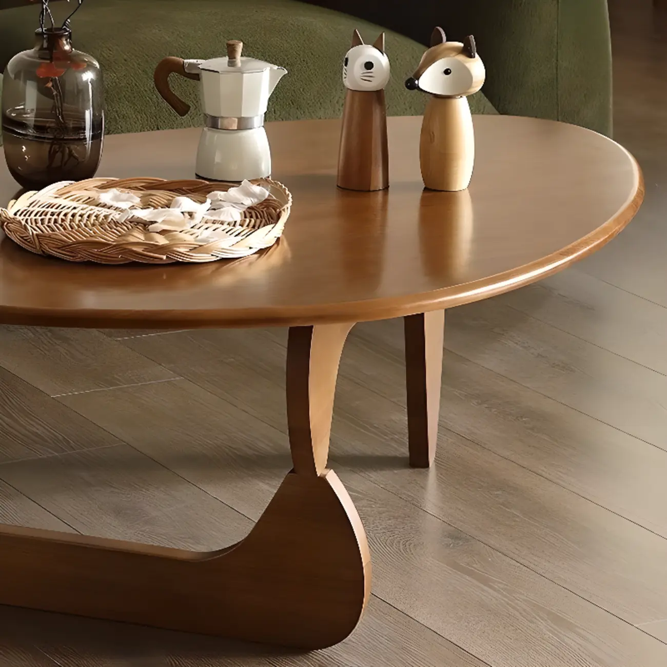 Modern Abstract Wood Triangular Coffee Table | HomeyFad